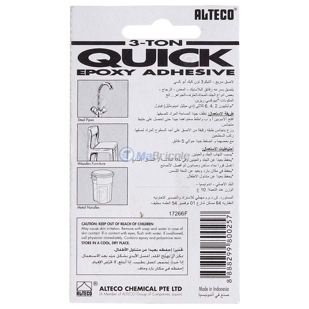 Colle Epoxy rapide A-B en 4 min 10g ALTECO | 17266F